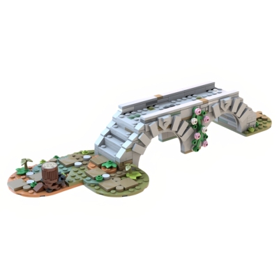 现货小颗粒MOC-74371中世纪桥梁街景积木益智玩具模型礼物摆件