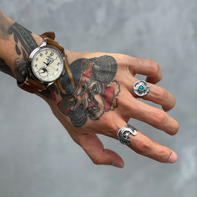 敲打花瓣式摩根银币改造戒指