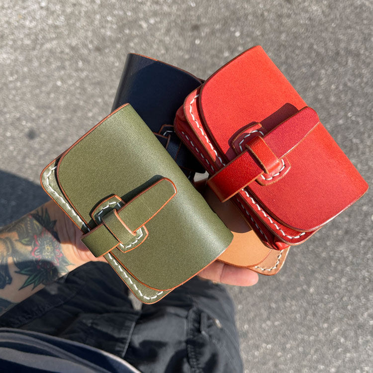 Tenjin Works日本天神高密度枥木茶芯牛皮复古名片夹卡包钱包_虎窝淘