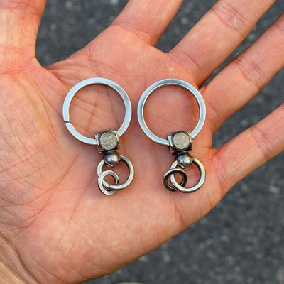 硫化做旧925全银钥匙扣钥匙环