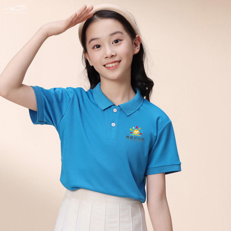 儿童短袖POLO衫幼儿园园服小学生校服毕业班服夏季翻领T恤印LOGO