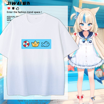 猫鲨Sameko Saba二次元VtuberCOS服周边纯棉短袖T恤古拉Gura上衣