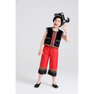 高档六一少儿场童彝族舞蹈服装大摆裙开演舞台表演服火把节族民出