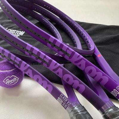 代购WILSON Clash 100L V2威尔胜丝绒紫定制拍比赛训练网球拍DIY