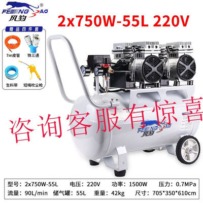 风豹无油气泵空压机浙江盛源空压机176-7无油空压机气泵2X750W-55