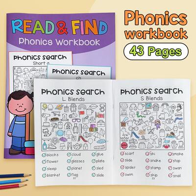 英语自然拼读Phonics单词图片查找趣味涂色涂鸦儿童早教认知学习