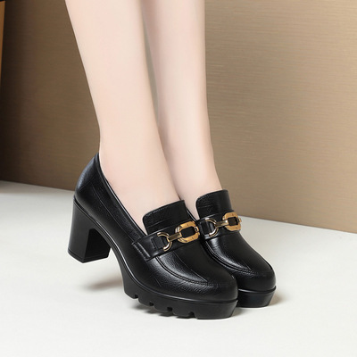 软皮春秋新款不累脚小皮鞋圆头时