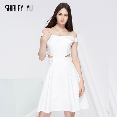 一字肩名媛宴会聚会洋装小礼服