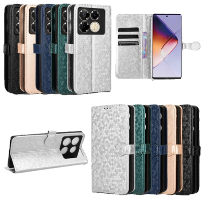 适用于传音Infinix Note40 Pro 5G，X6851，X6851B波点纹皮套手机壳插卡防摔保护套翻盖男女商务外壳软壳