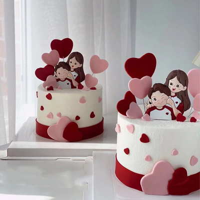 情人节蛋糕装饰摆件周年纪念日生日蛋糕装饰配件love情侣520插件