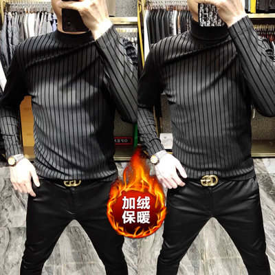 欧货春季男商务休闲加绒长袖小衫