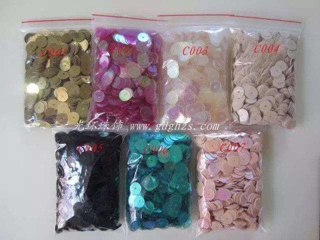 DIY圆形珠片10mm圆形平面亮片 中眼亮片 缝衣服补片 服装亮片