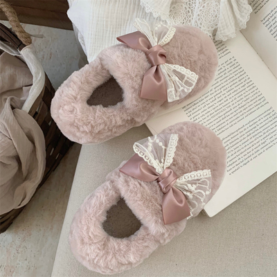 蕾丝蝴蝶结仙女风全包跟月子鞋