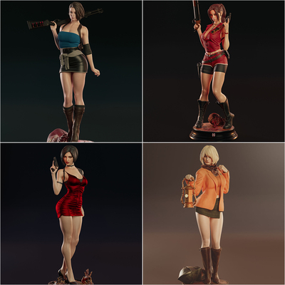 1/24吉尔 克莱尔 生化危机 18比例GK白模手办3D打印兵人模型 2935