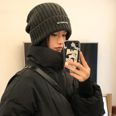 秋冬毛线帽男女百搭针织堆堆帽子