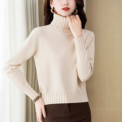 高领毛衣打底衫女长袖加厚上衣2024年秋冬新款短款内搭高端针织衫