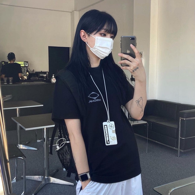 夏季两色字母菱形印花短袖韩系