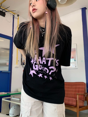 小紫爱心与本木黑百搭情侣短袖韩