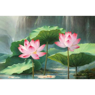 荷花图贴纸净秽图玄关装饰画