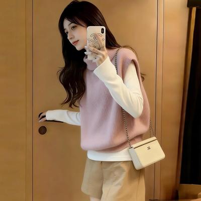 巨好看粉色无袖毛衣女款2026新款冬季可外穿内搭打底衫慵懒高级感