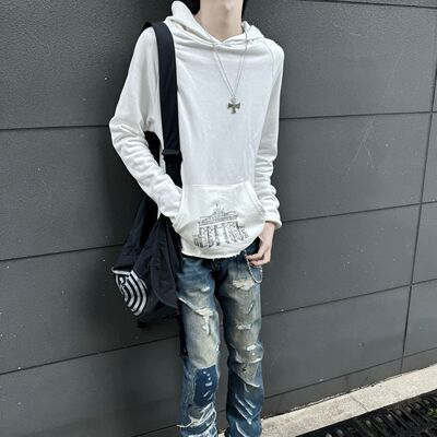 『现货』Erd忧郁的富二代17ss白色宫殿卫衣 短款毛圈帽衫