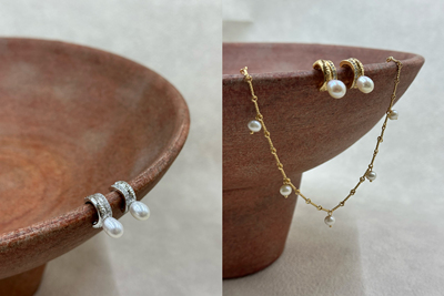 S925通体银 文艺复兴白金色18k金色豌豆珍珠耳环耳扣 RE011RE010