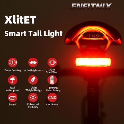 ENFITNIX自行车尾灯xlitET智能感应刹车尾灯XlitET单车刹车后灯