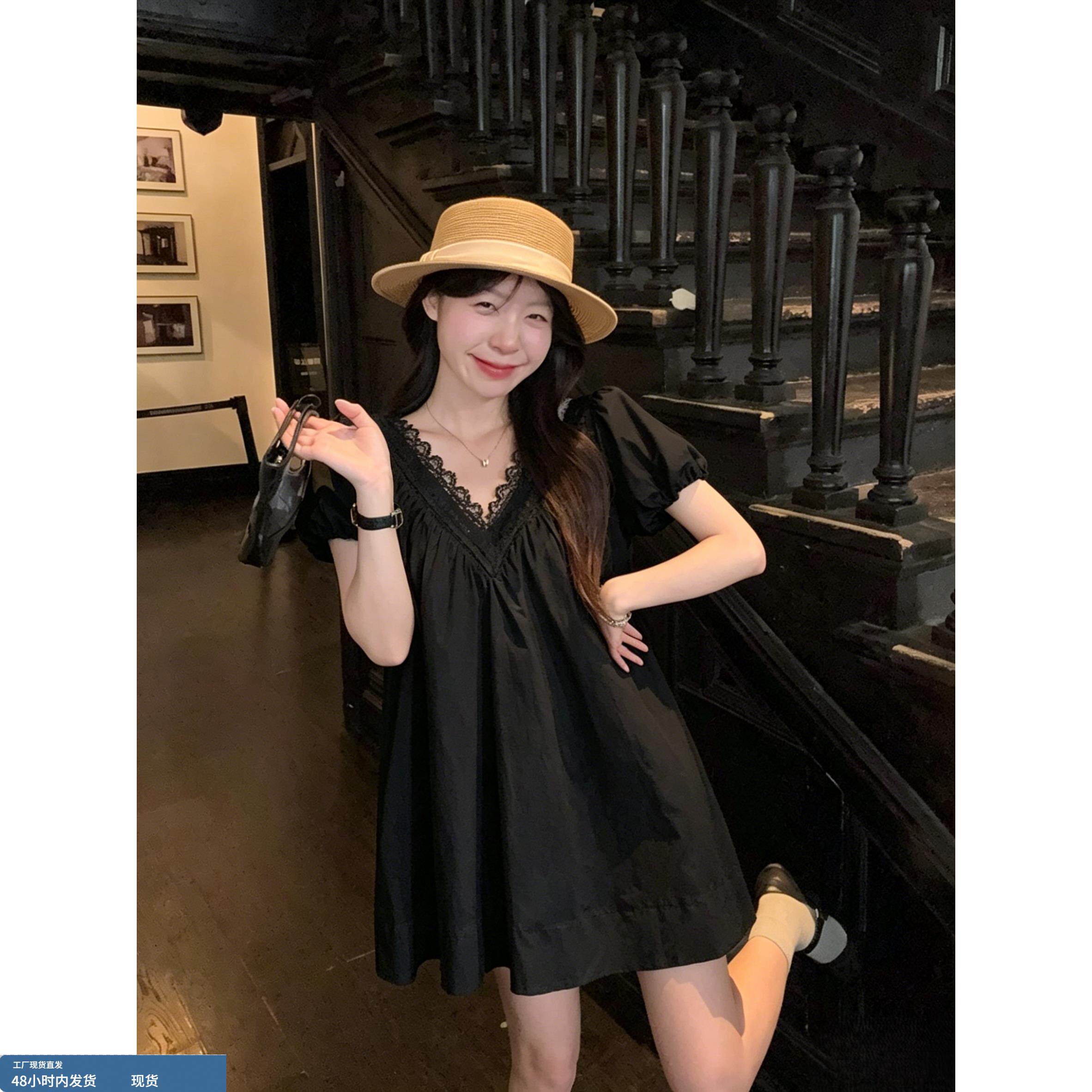 不显怀洋气孕妇装夏季新款孕期法式穿搭显瘦上衣小个子漂亮连衣裙