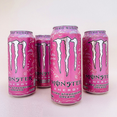 美版Monster魔爪473mlx4罐草莓无糖运动功能维生素饮料 美国进口