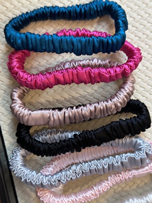 100%桑蚕丝褶皱小肠发圈