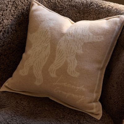 Lexington棉羊毛米穗色大熊靠垫棉麻混纺岩石色标志抱枕家用方靠