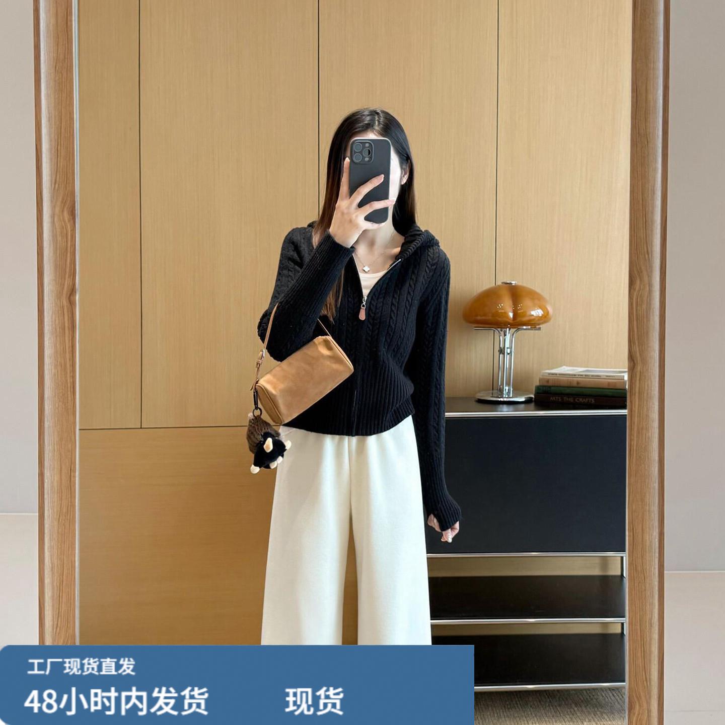 高级女装2026秋冬新款连帽毛衣女宽松外穿针织衫外套上衣外搭学生