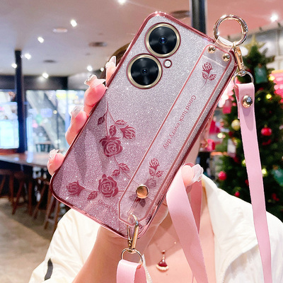 华为畅享60pro手机壳玫瑰花挂绳