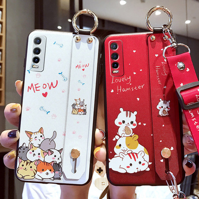 适用于vivoy51s手机壳卡通腕带女