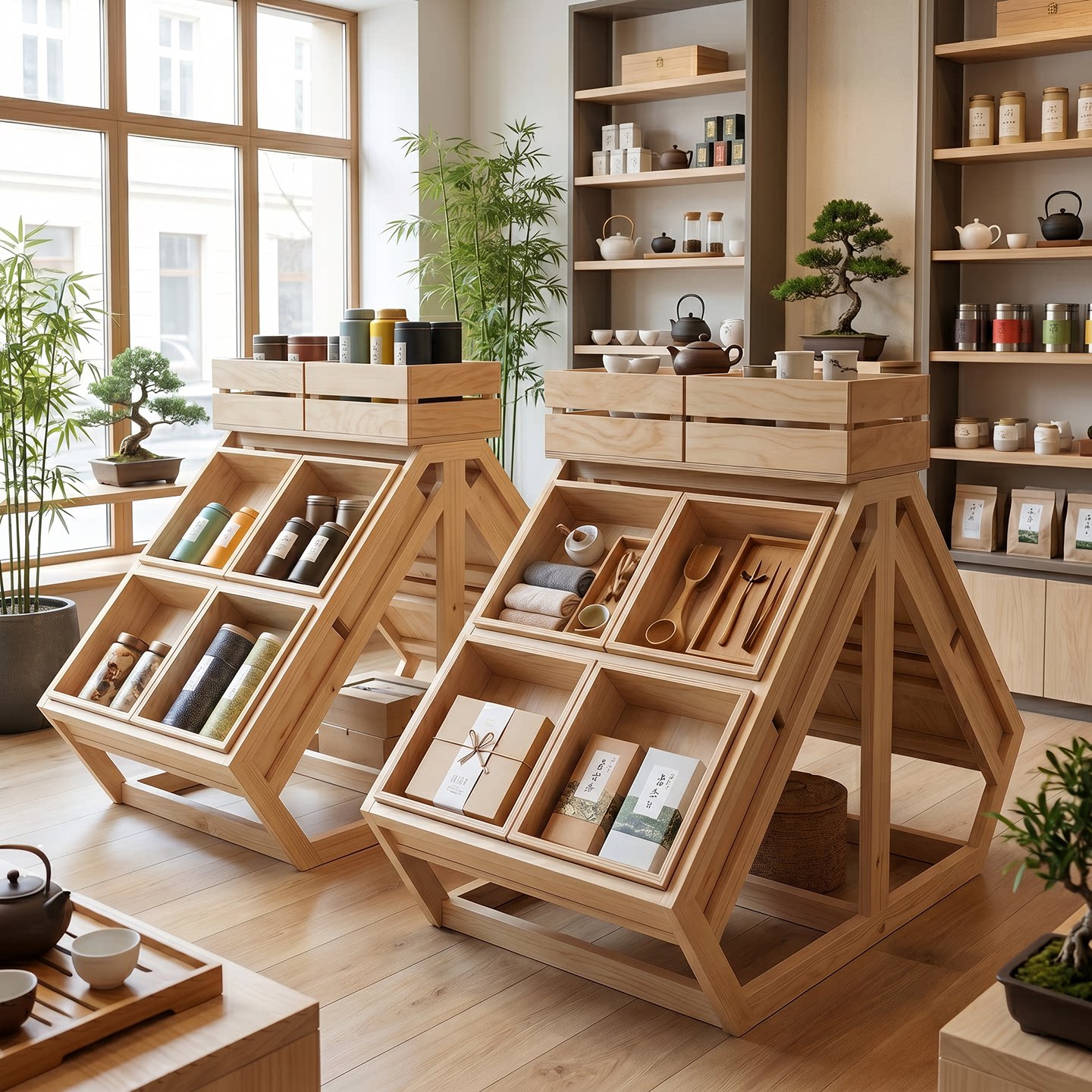 陈列展示架木框商品货品会展展览中岛台商用店面展示盒商场展示框