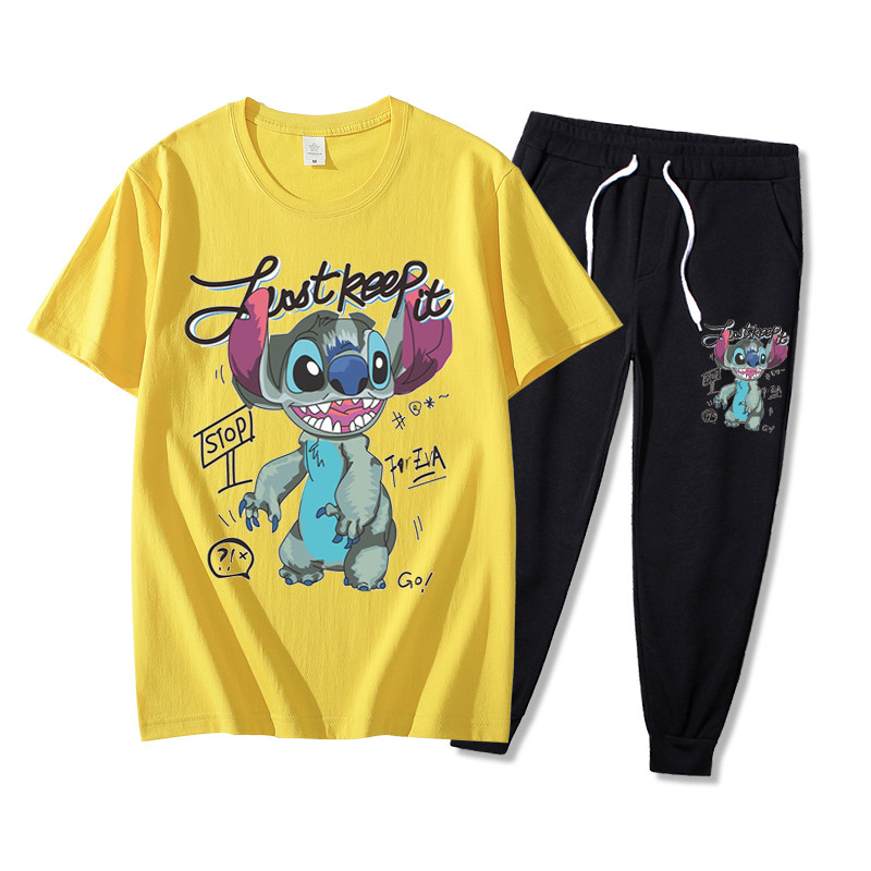 TZ23*夏季套装男一套搭配帅气史迪仔t恤短袖七分裤休闲两件套_星座414A（原B215）XZ12071207TZ23 - 杭州女装网