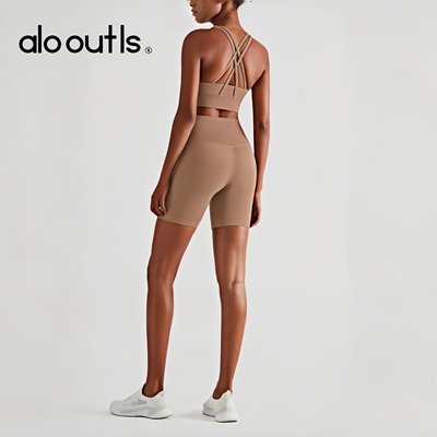 alo outls官方奥莱店裸感夏季高腰健身裤蜜桃臀瑜伽裤运动短裤女