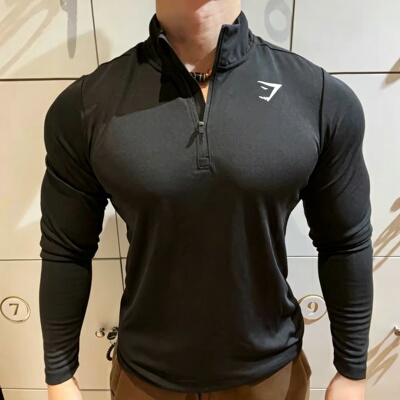 英国Gymshark arrival ¼ zip男运动休闲速干立领修身拉链长袖