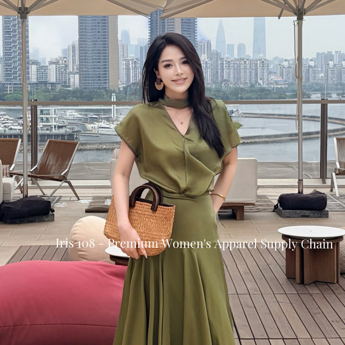 夏上新!法式优雅气质显瘦飘带拼接设计感小衫+半身裙两件套套装