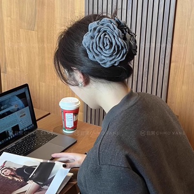 敲大气质灰花发抓花朵后脑勺发抓