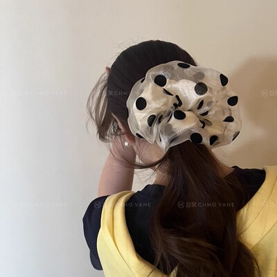 波点欧根纱双层大肠圈新款头饰