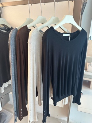 NM2025秋季新款女装简约圆领长袖T恤女宽松显瘦百搭打底外穿上衣