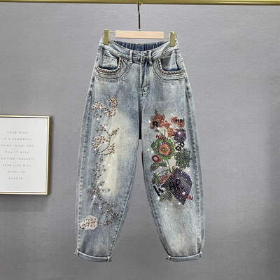 春夏新款高腰宽松显瘦印花垮垮裤