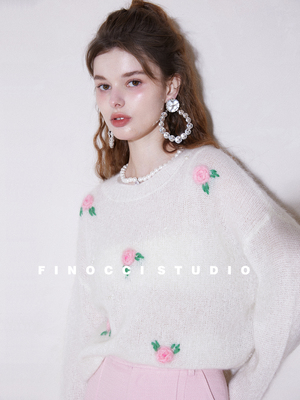 FINOCCI春季新款马海毛毛衣