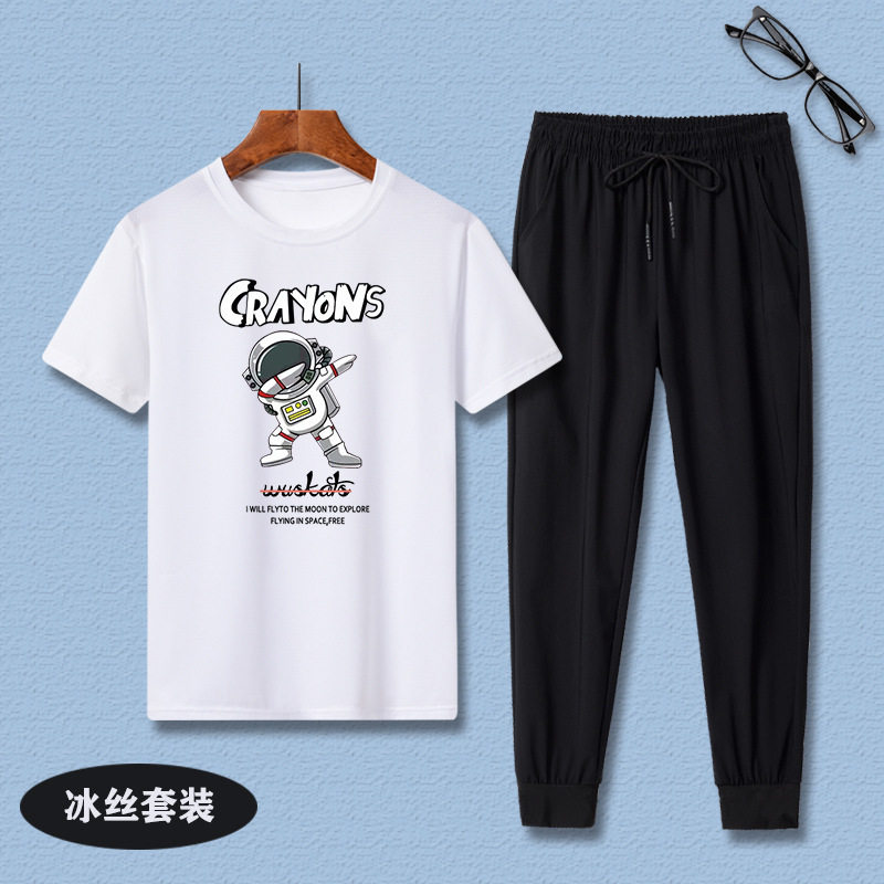 男童冰丝套装夏季中大童速干短袖裤子运动服宽松透气儿童两件套薄