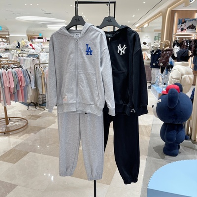 韩国代购MLB儿童潮流拉链字母运动休闲连帽套装26春新款0461