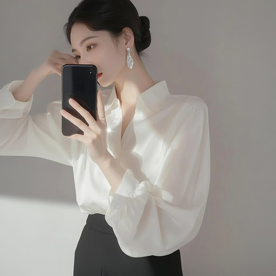 法式气质白色衬衫女2025高级感