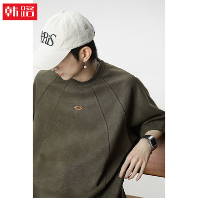 men tops american trendy man shirts tee tshirt立体分割拼接