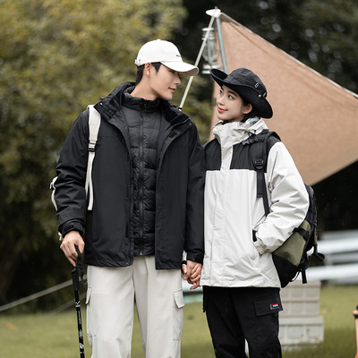 man winter coat women warm jacket户外山系冲锋衣三合一可拆卸