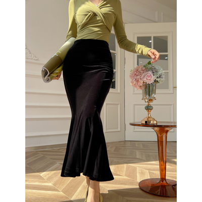 xulu通勤中长裙鱼尾修身半身裙